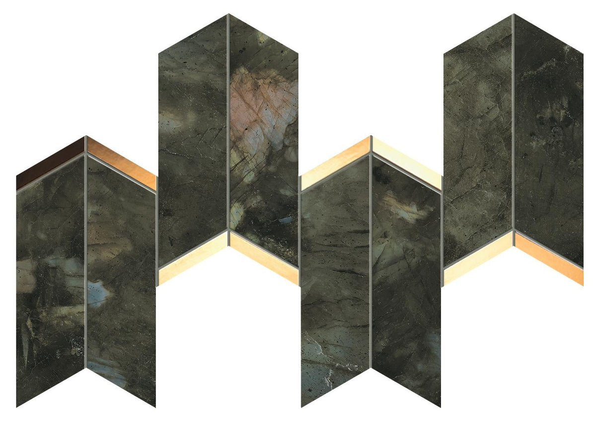 Marvel Chevron Brazil Green 170x414mm sheet Polished White Body Wall T